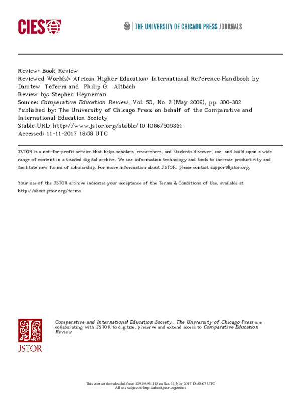 (PDF) Review: Book Review Reviewed Work(s): African Higher Education ...
