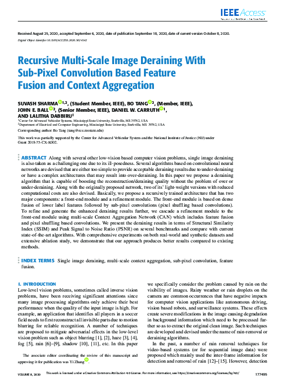 (PDF) Recursive Multi-Scale Image Deraining With Sub-Pixel Convolution Based Feature Fusion and ...
