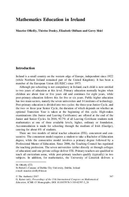 (PDF) Mathematics Education in Ireland