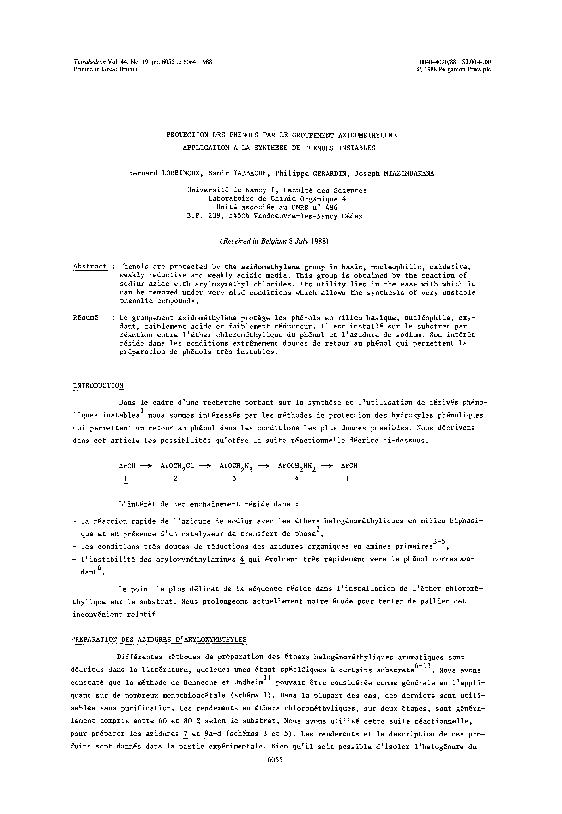 (PDF) Protection des phenols par le groupement azidomethylene ...