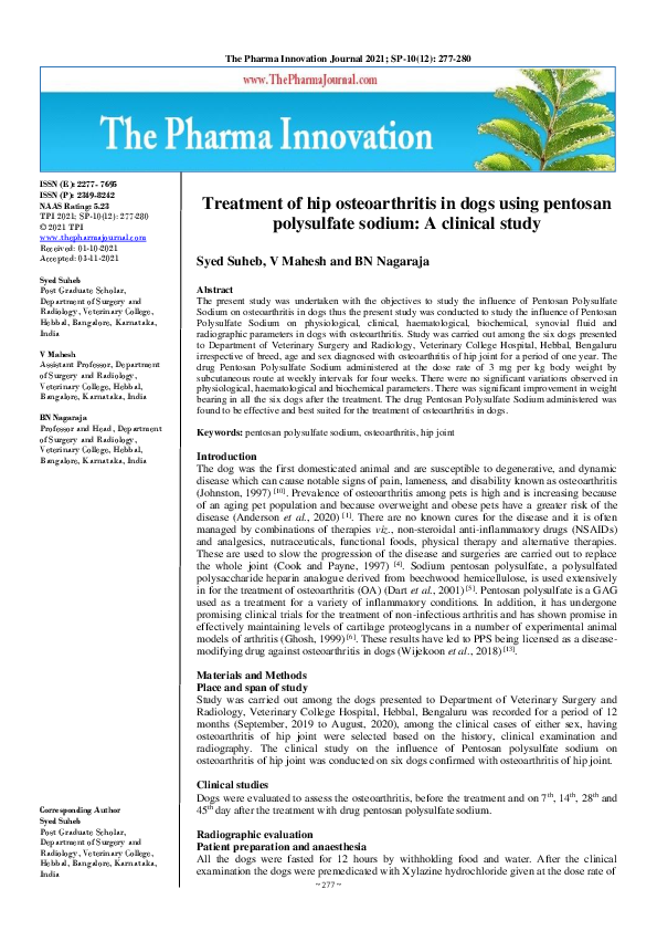 (PDF) Treatment of hip osteoarthritis in dogs using pentosan ...