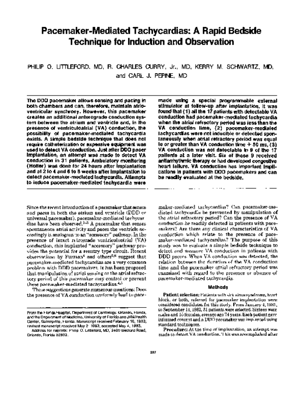 (PDF) Pacemaker-mediated tachycardias: A rapid bedside technique for ...