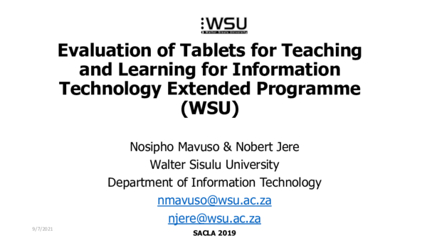 (PDF) Evaluation of Tablets for Teaching and Learning for Information ...