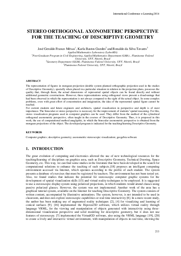 (PDF) Stereo orthogonal axonometric perspective for the teaching of ...