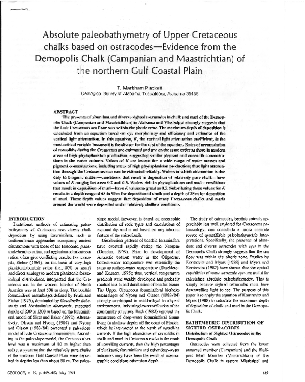 (PDF) Absolute paleobathymetry of Upper Cretaceous chalks based on ...