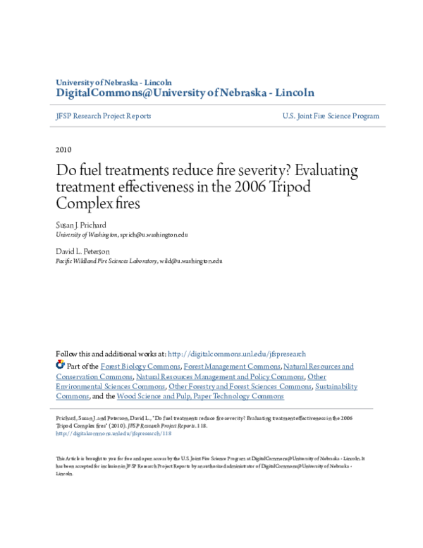 (PDF) Do fuel treatments reduce fire severity? Evaluating treatment ...