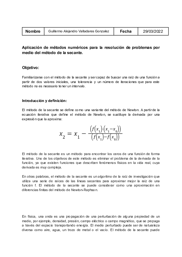 (PDF) Aplicación de métodos numéricos para la resolución de problemas por medio del método de la ...