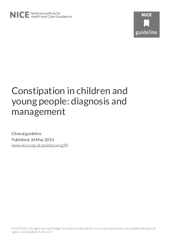 (PDF) Constipation in children and young people: diagnosis and ...