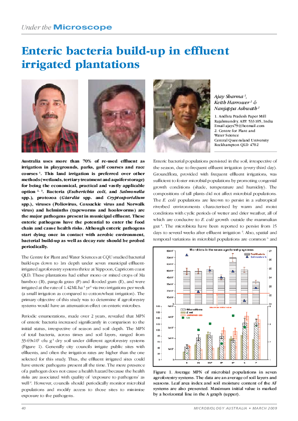 (PDF) Enteric bacteria build-up in effluent irrigated plantations