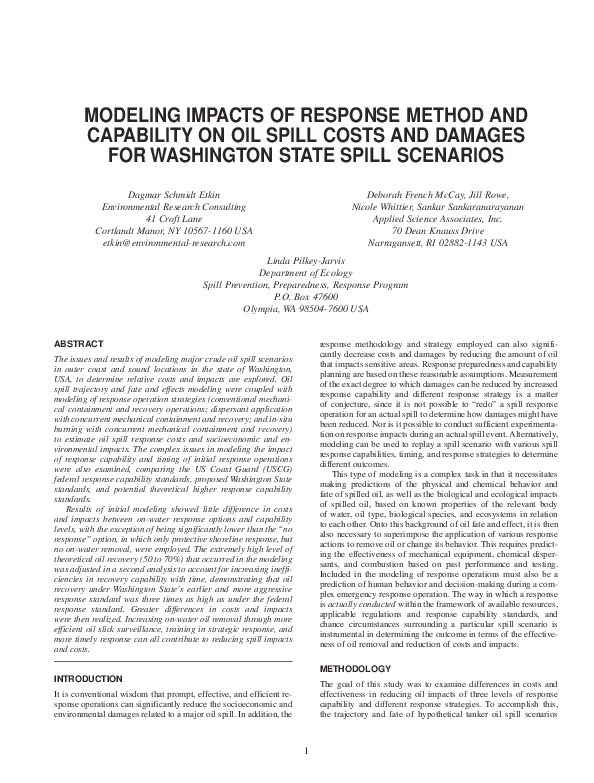 (PDF) Modeling Impacts of Response Method and Capability on Oil Spill ...