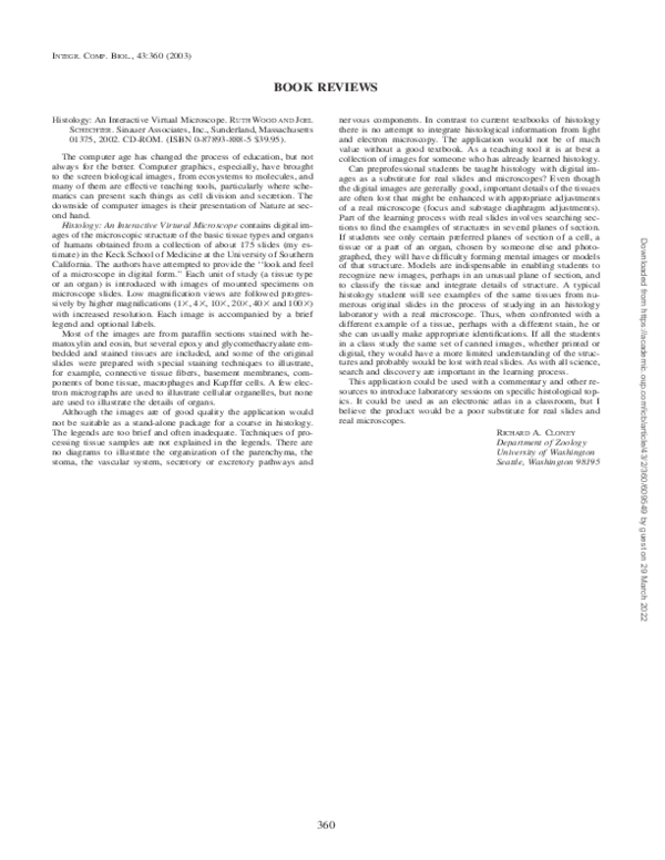 (PDF) Histology: An Interactive Virtual Microscope