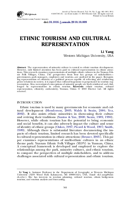 (PDF) Ethnic tourism and cultural representation