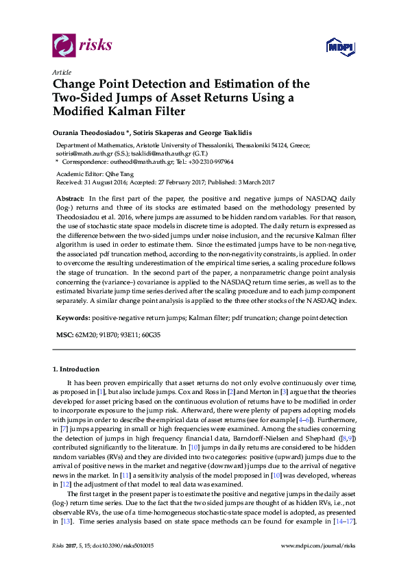 (PDF) Change Point Detection and Estimation of the Two-Sided Jumps of Asset Returns Using a ...