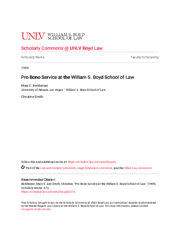 (PDF) Pro Bono Service at the William S. Boyd School of Law