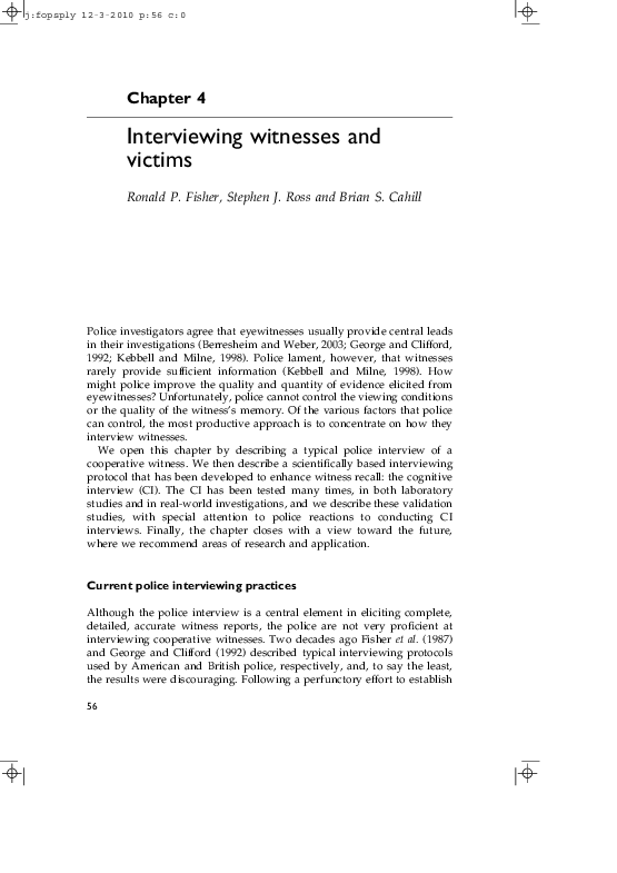 (PDF) Interviewing witnesses and victims