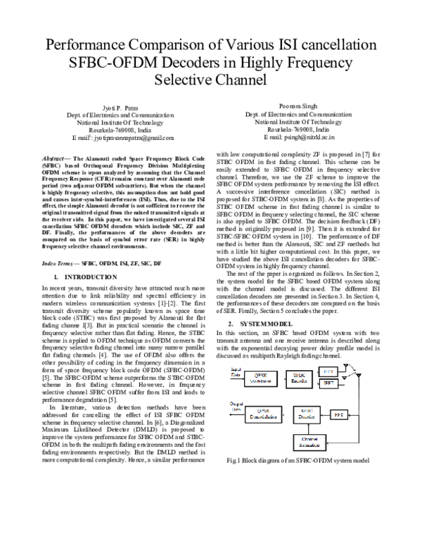 (PDF) Performance comparison of various ISI cancellation SFBC-OFDM ...