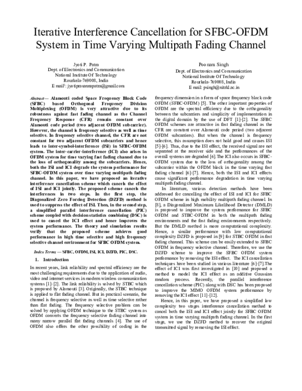 (PDF) Iterative interference cancellation for SFBC-OFDM system in time ...