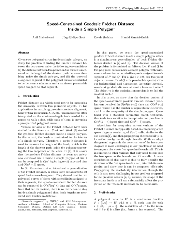 (PDF) Speed-Constrained Geodesic Fréchet Distance Inside a Simple Polygon