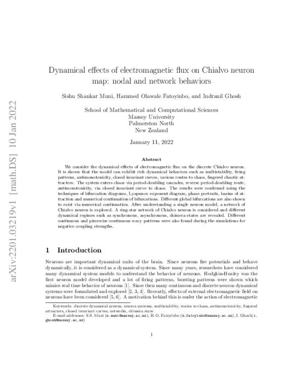 (PDF) Dynamical effects of electromagnetic flux on Chialvo neuron map ...