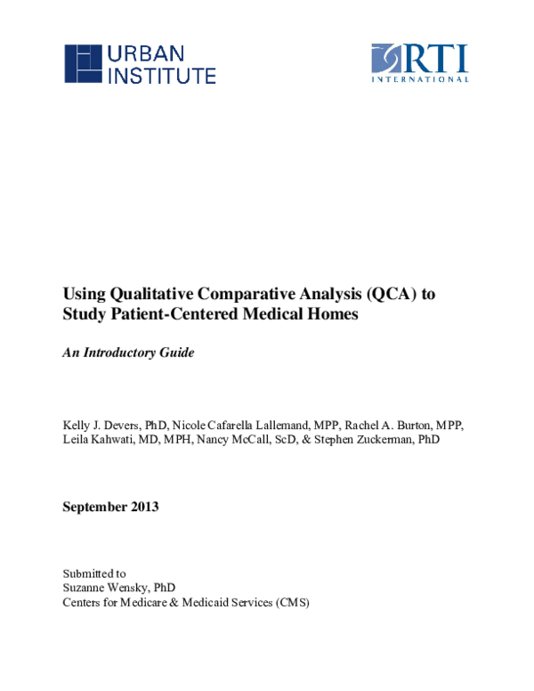 (PDF) Using Qualitative Comparative Analysis (QCA) to Study Patient ...
