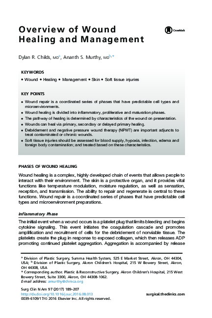 (PDF) Overview of Wound Healing and Management