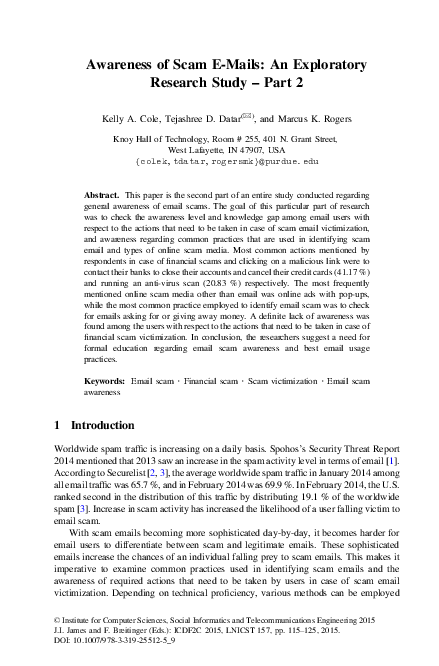 (PDF) Awareness of Scam E-Mails: An Exploratory Research Study - Part 2