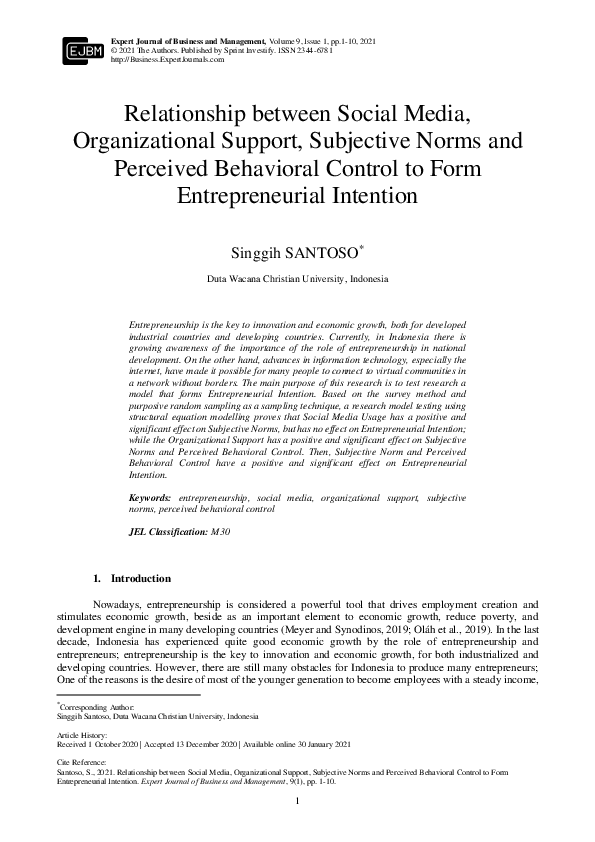 (PDF) Relationship between Social Media, Organizational Support ...