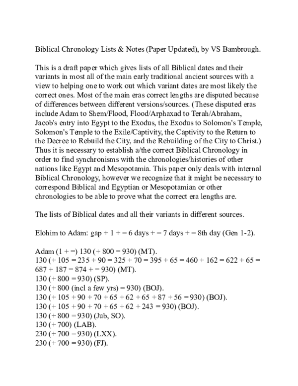 (PDF) Bible Chronology Paper Updated (Part 1)