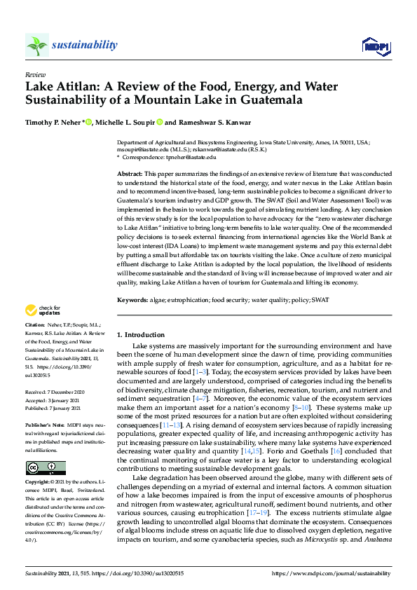 (PDF) Lake Atitlan: A Review of the Food, Energy, and Water ...