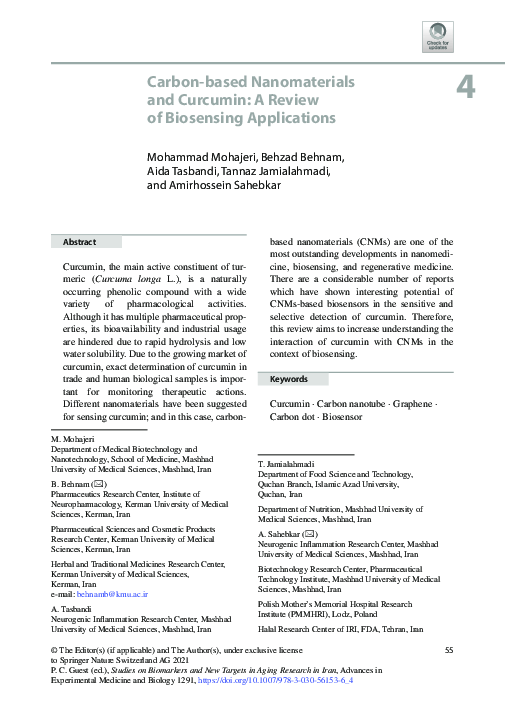 (PDF) Carbon-based Nanomaterials and Curcumin: A Review of Biosensing Applications