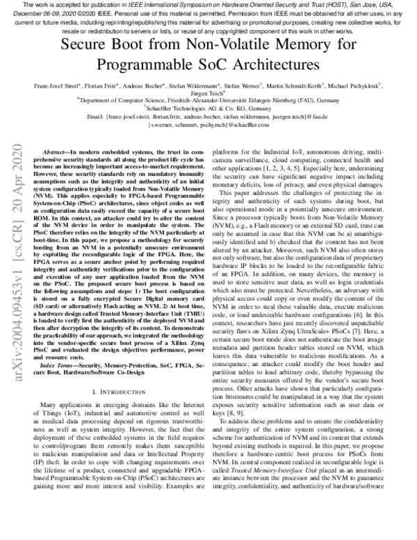 (PDF) Secure Boot from Non-Volatile Memory for Programmable SoC ...