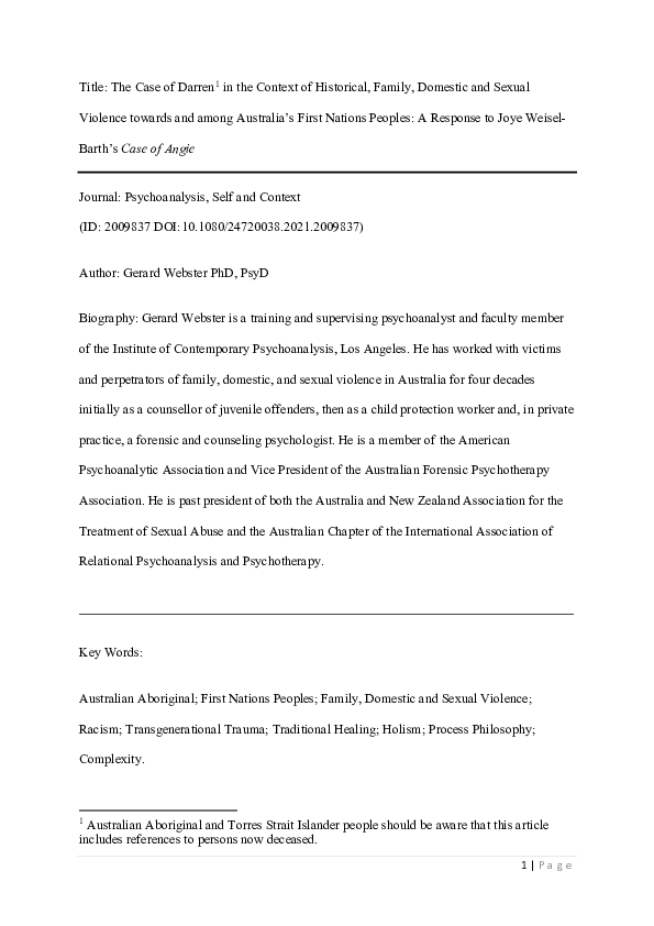 (PDF) Title: The Case of Darren in the Context of Historical, Family ...