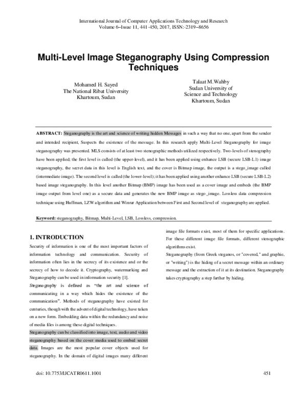 (PDF) Multi-Level Image Steganography Using Compression Techniques