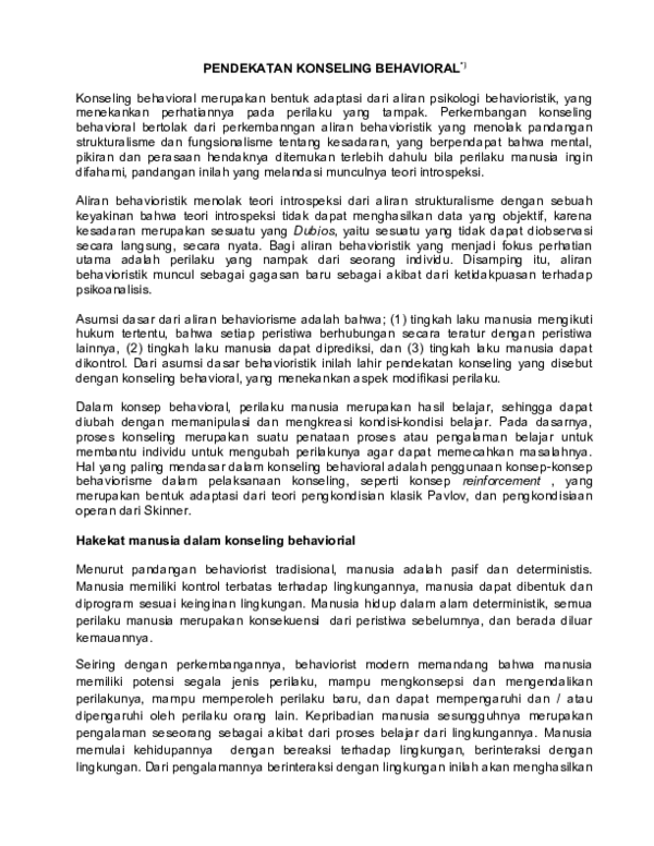 (DOC) Pendekatan Konseling behavioral
