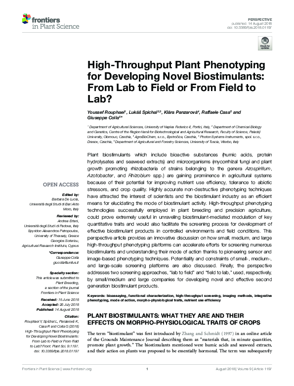 High-Throughput Plant Phenotyping for Developing Novel Biostimulants ...