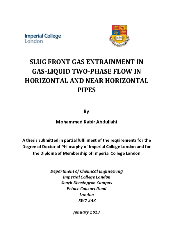 (PDF) Slug front gas entrainment in gas-liquid two-phase flow in ...