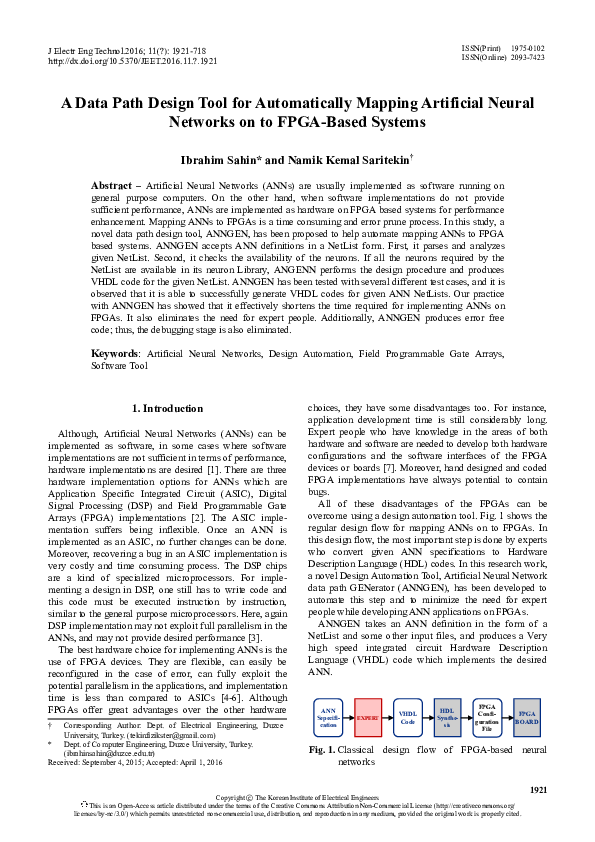 (PDF) A Data Path Design Tool for Automatically Mapping Artificial Neural Networks on to FPGA ...