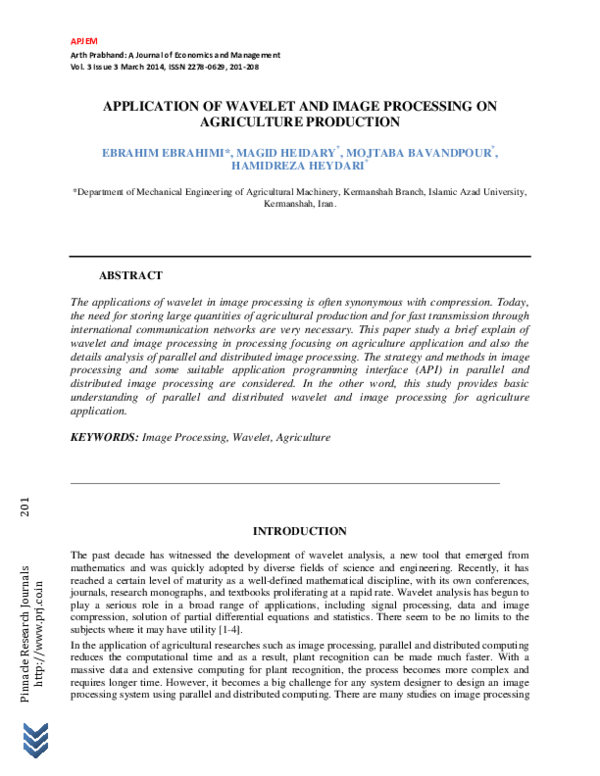 (PDF) Application of wavelet and image processing on agriculture production