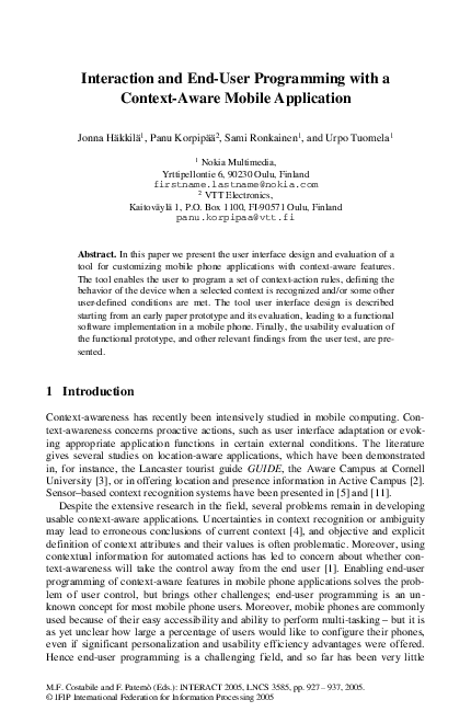 (PDF) Interaction and end-user programming with a context-aware mobile ...