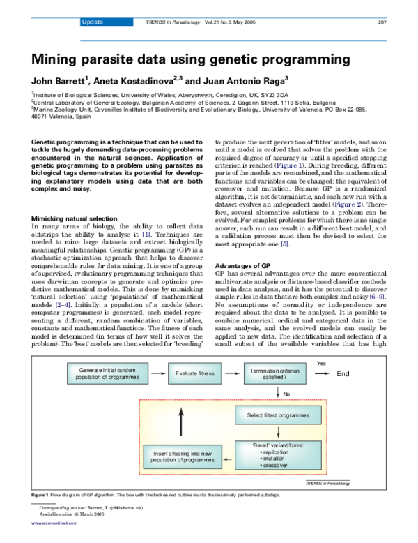 (PDF) Mining parasite data using genetic programming | Aneta Kostadinova - Academia.edu