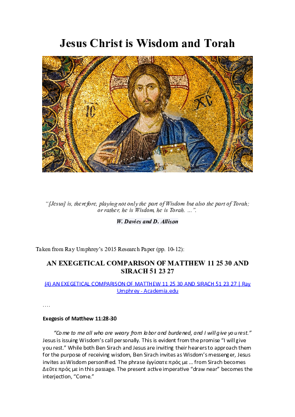 (DOC) Jesus Christ is Wisdom and Torah