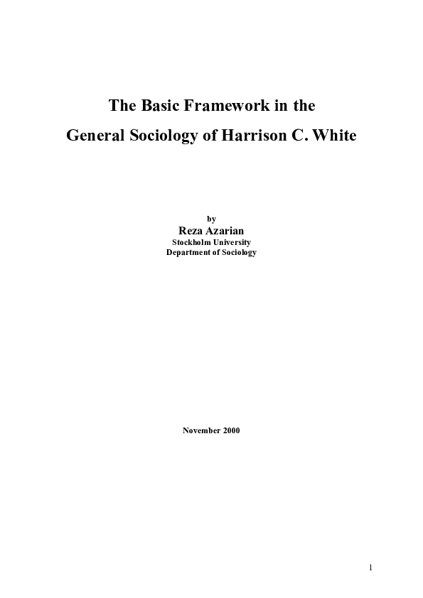 (PDF) The Basic Framework in the General Sociology of Harrison C. White by