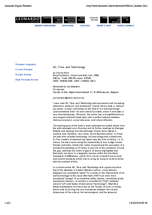 (PDF) Art, time, and technology