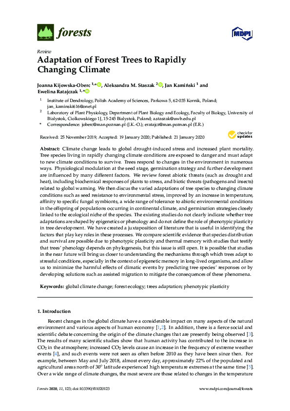 (PDF) Adaptation of Forest Trees to Rapidly Changing Climate