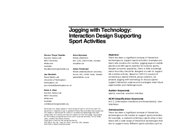 (PDF) Jogging with technology