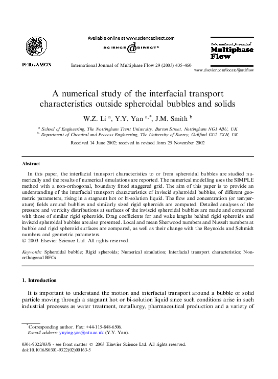 (PDF) A numerical study of the interfacial transport characteristics ...