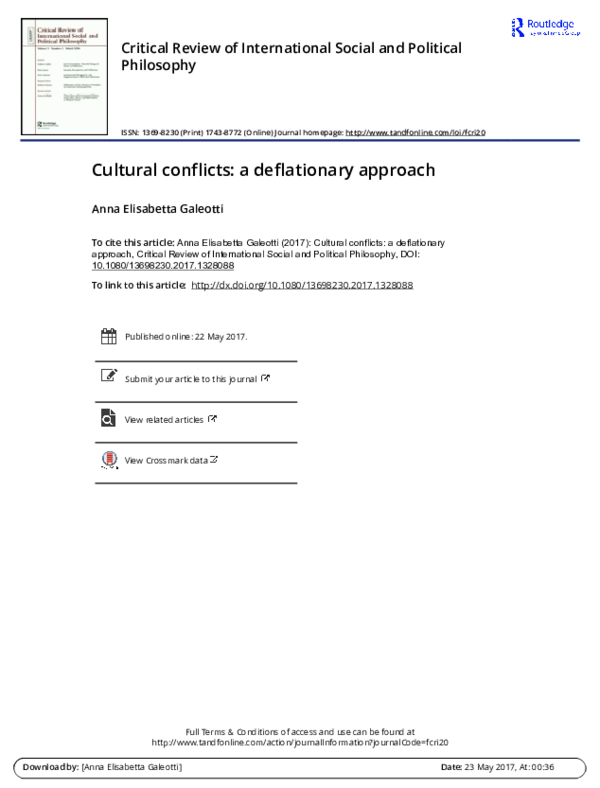 (PDF) Cultural conflicts: a deflationary approach
