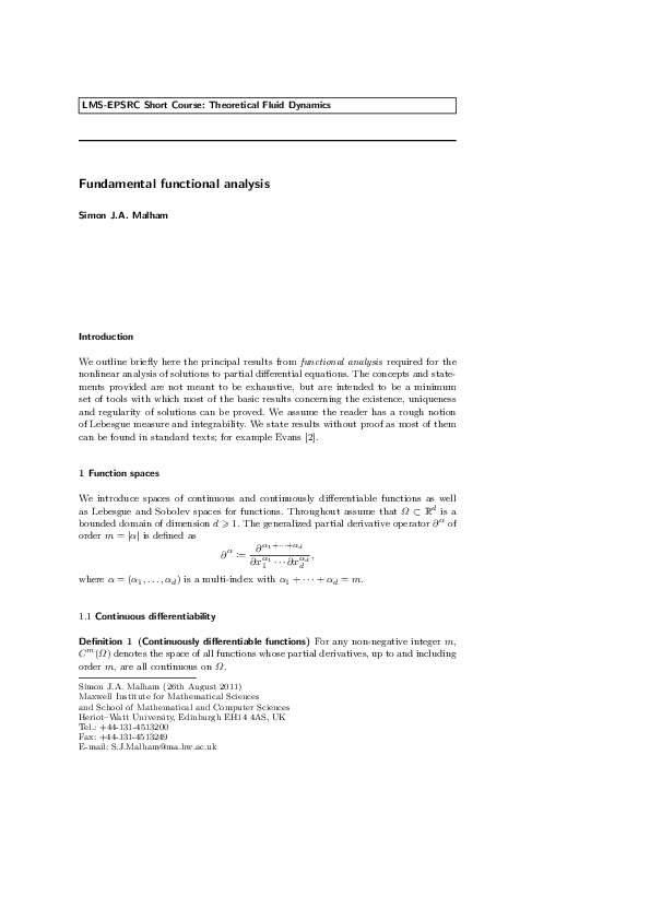 (PDF) LMS-EPSRC Short Course: Theoretical Fluid Dynamics Summary: Constantin and Fefferman’s ...