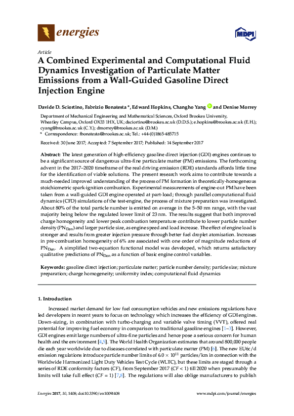 Pdf A Combined Experimental And Computational Fluid Dynamics Investigation Of Particulate