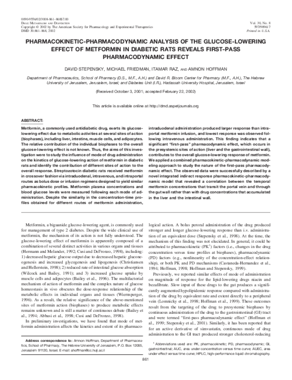 (PDF) Pharmacokinetic-Pharmacodynamic Analysis of the Glucose-Lowering ...